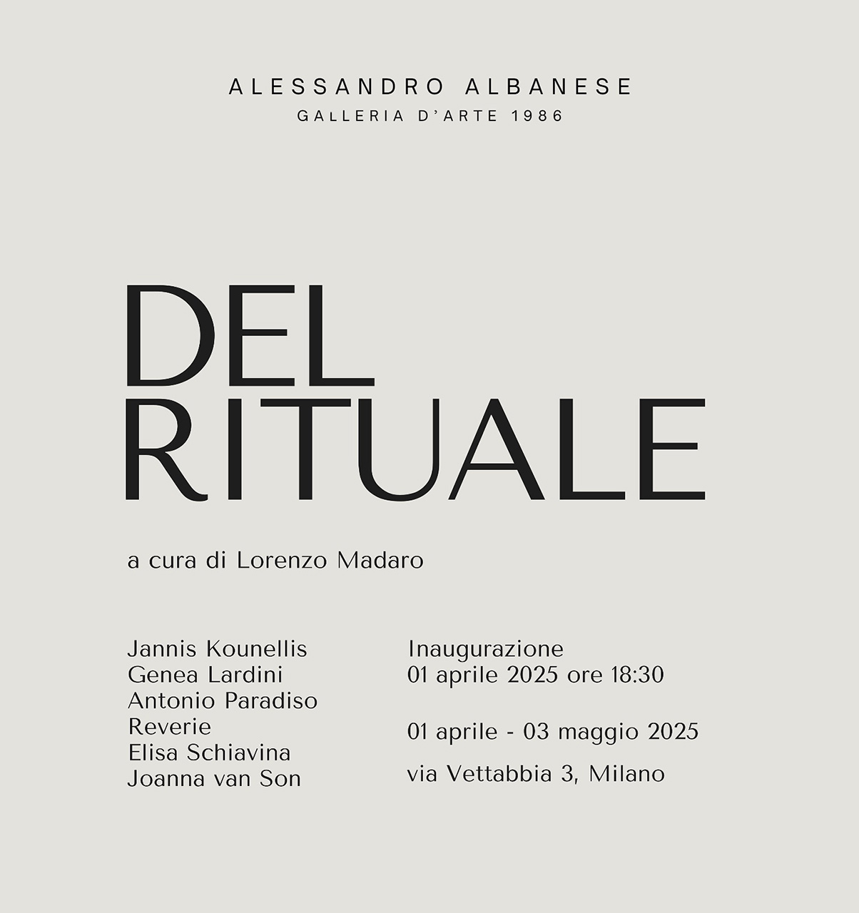 Del rituale @ Galleria Alessandro Albanese - art a part of cult(ure)